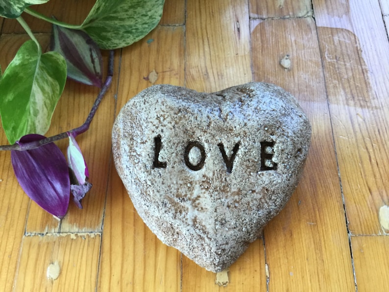 5 x 4 solid concrete LOVE rock | Etsy