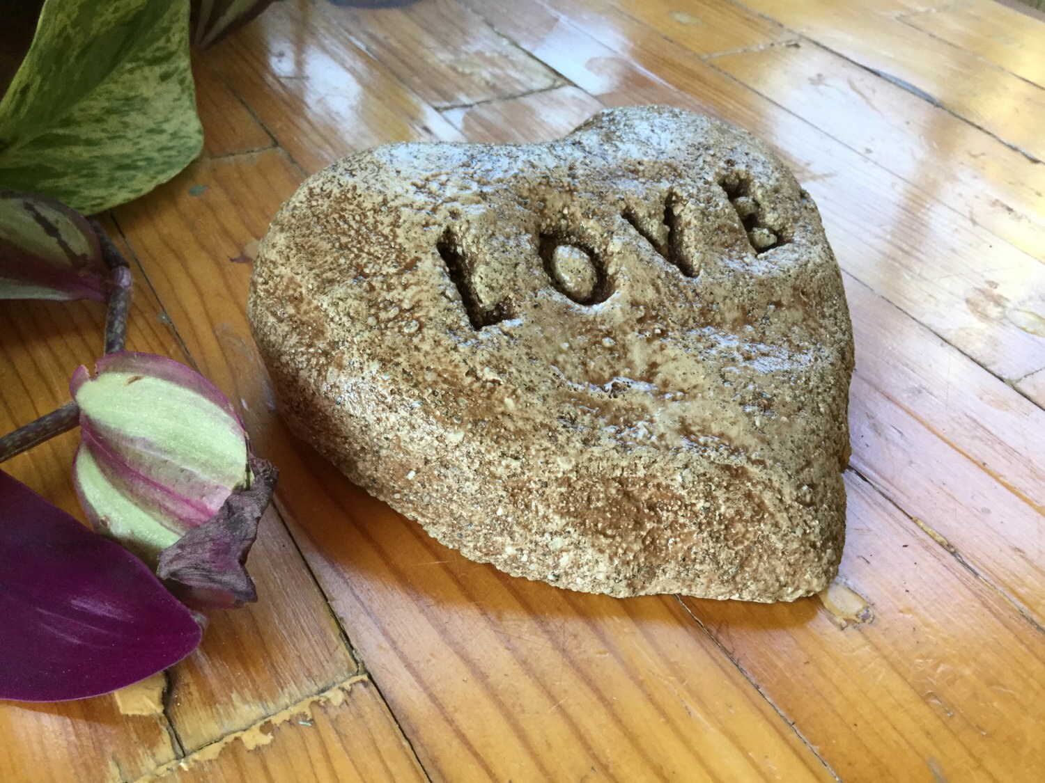 5 x 4 solid concrete LOVE rock | Etsy