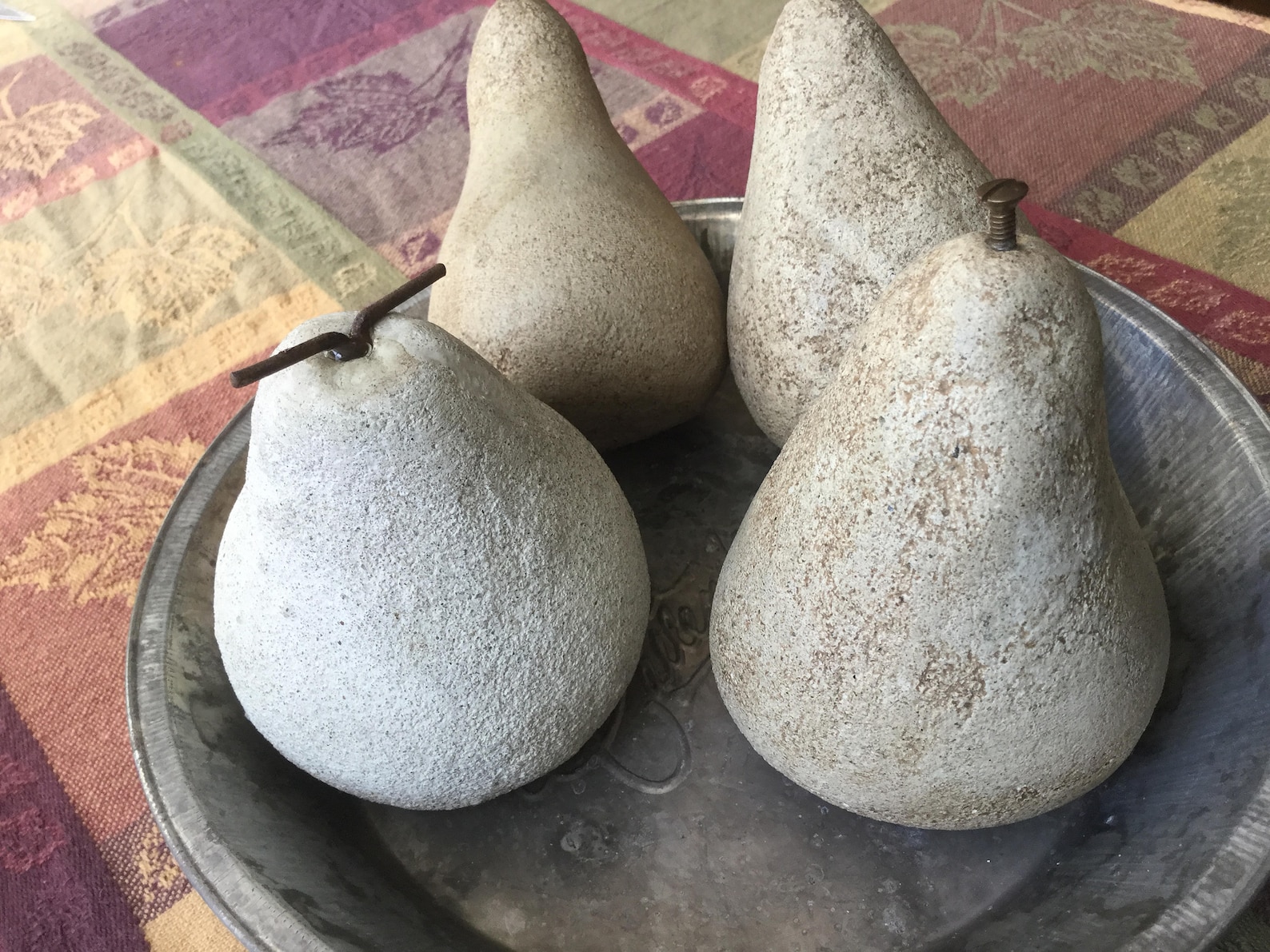 A Set of 4 Solid Concrete Rustic " Pears" /concrete Fruit/ornamental ...