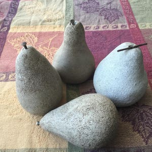 A Set of 4 Solid Concrete Rustic " Pears" /concrete Fruit/ornamental ...