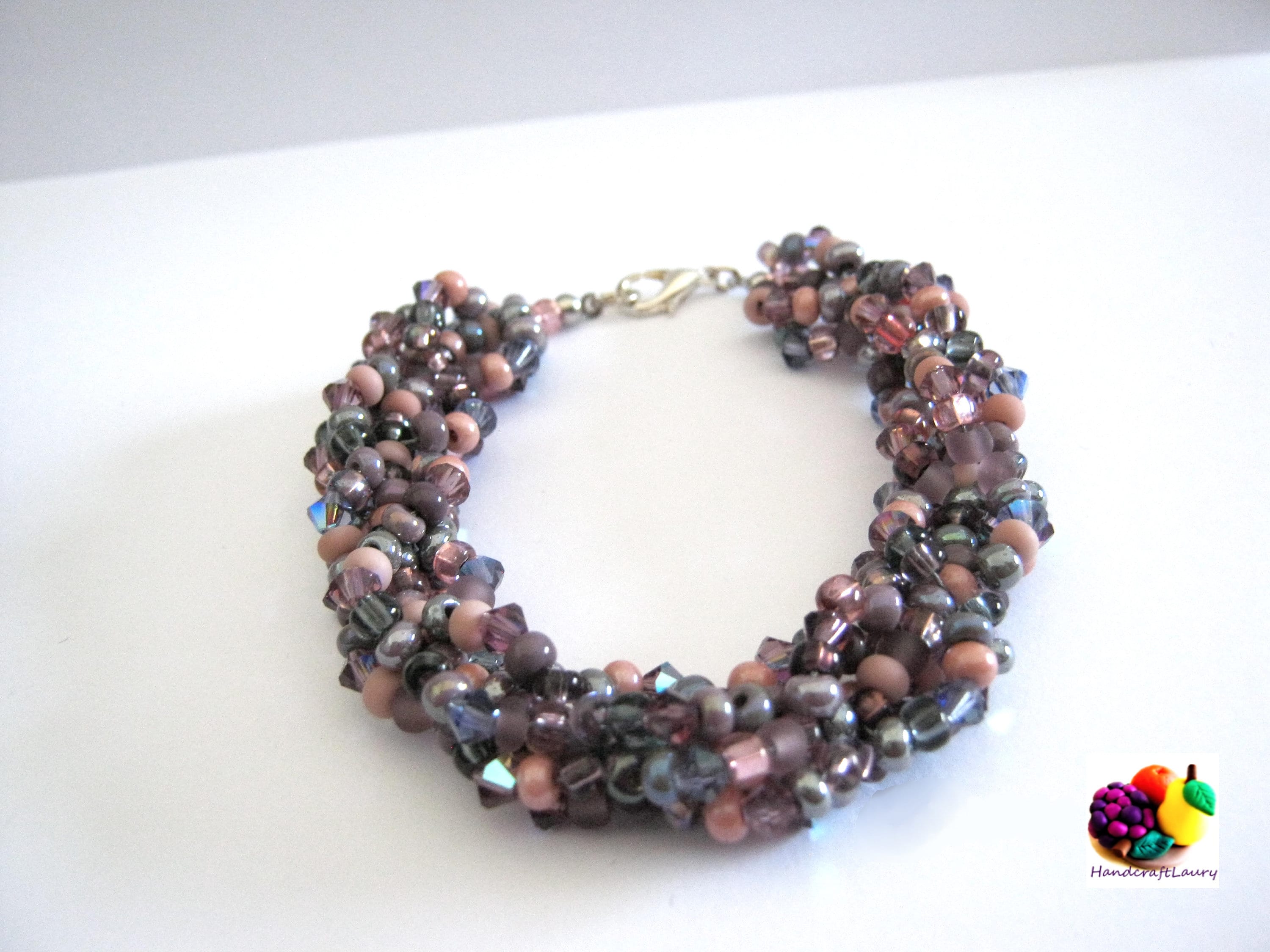 Lavender Pink Seed Bead Mix Cluster Beaded Bracelet - Etsy