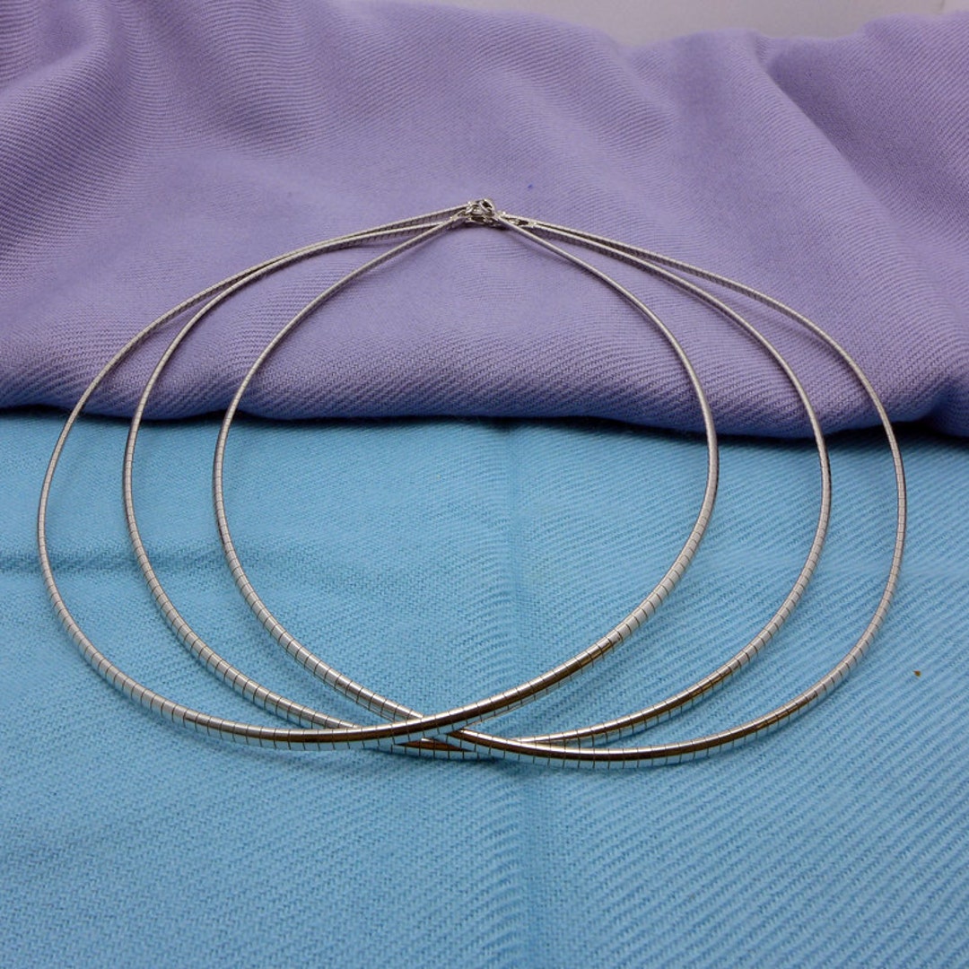 16",18",20" 3.0mm 4mm Dome Shape Omega Chain Necklace,choker,sterling ...