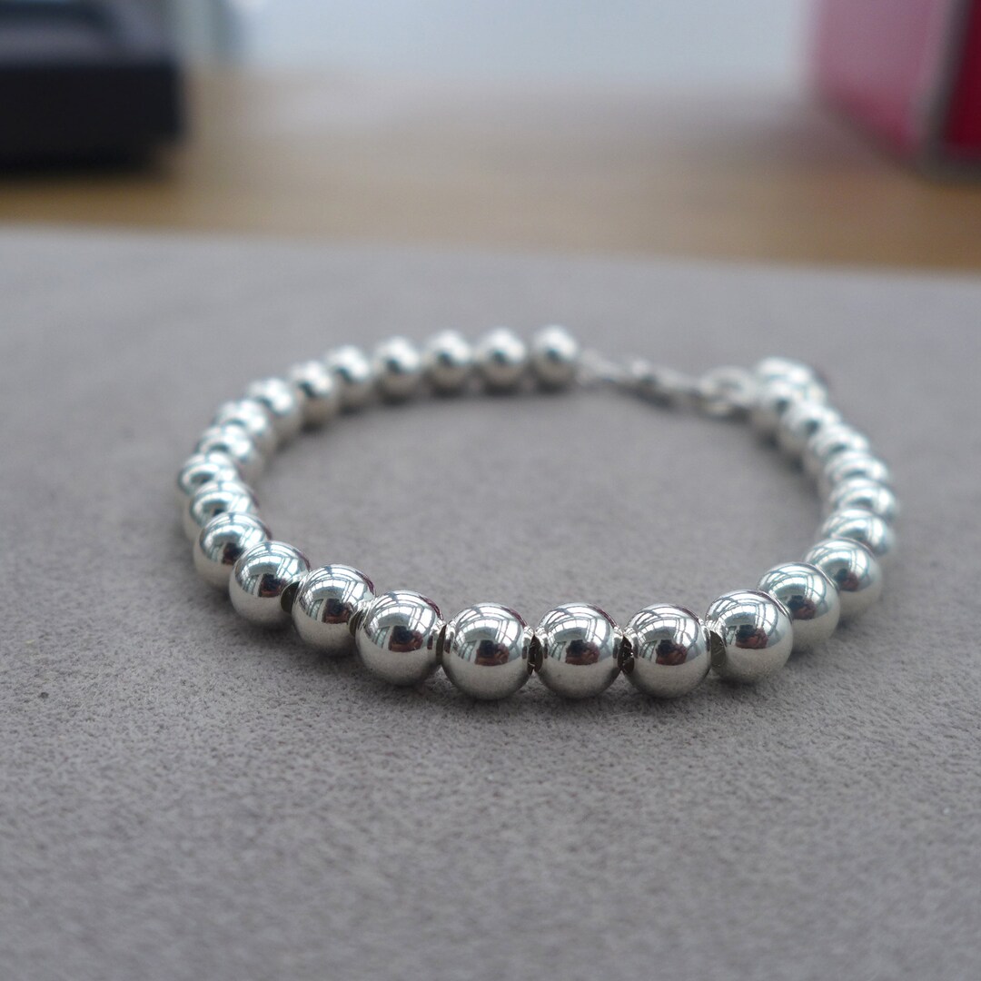925 Sterling Silver Ball Bracelets,4mm,5mm,6mm,8mm,heart Charm - Etsy