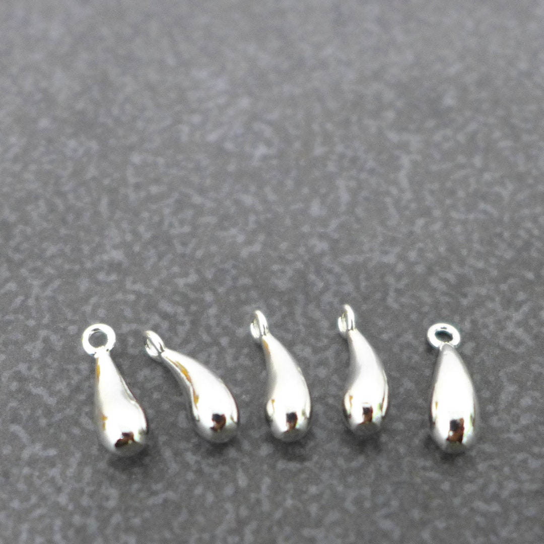 5pcs,925 Sterling Silver,water Drop Shape Charm,pendant,jewellery Craft ...