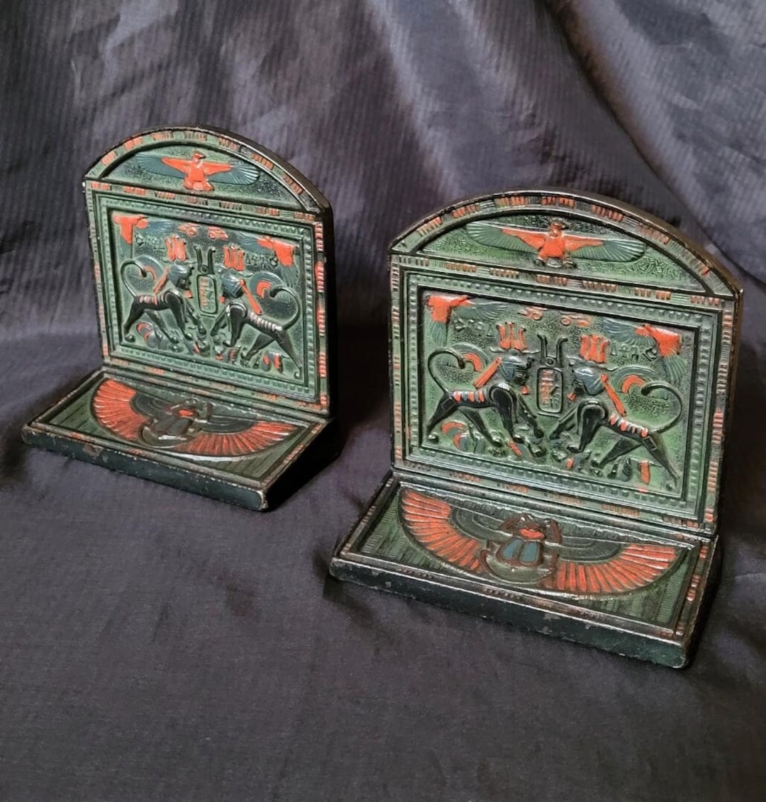 Set of CJO Judd Co Antique Cast Iron Egyptian Bookends Home Accent Art ...