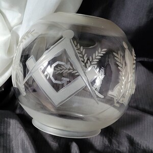 Rare Antique Masonic Cut Glass Globe Lamp Light Shade Freemasons ...