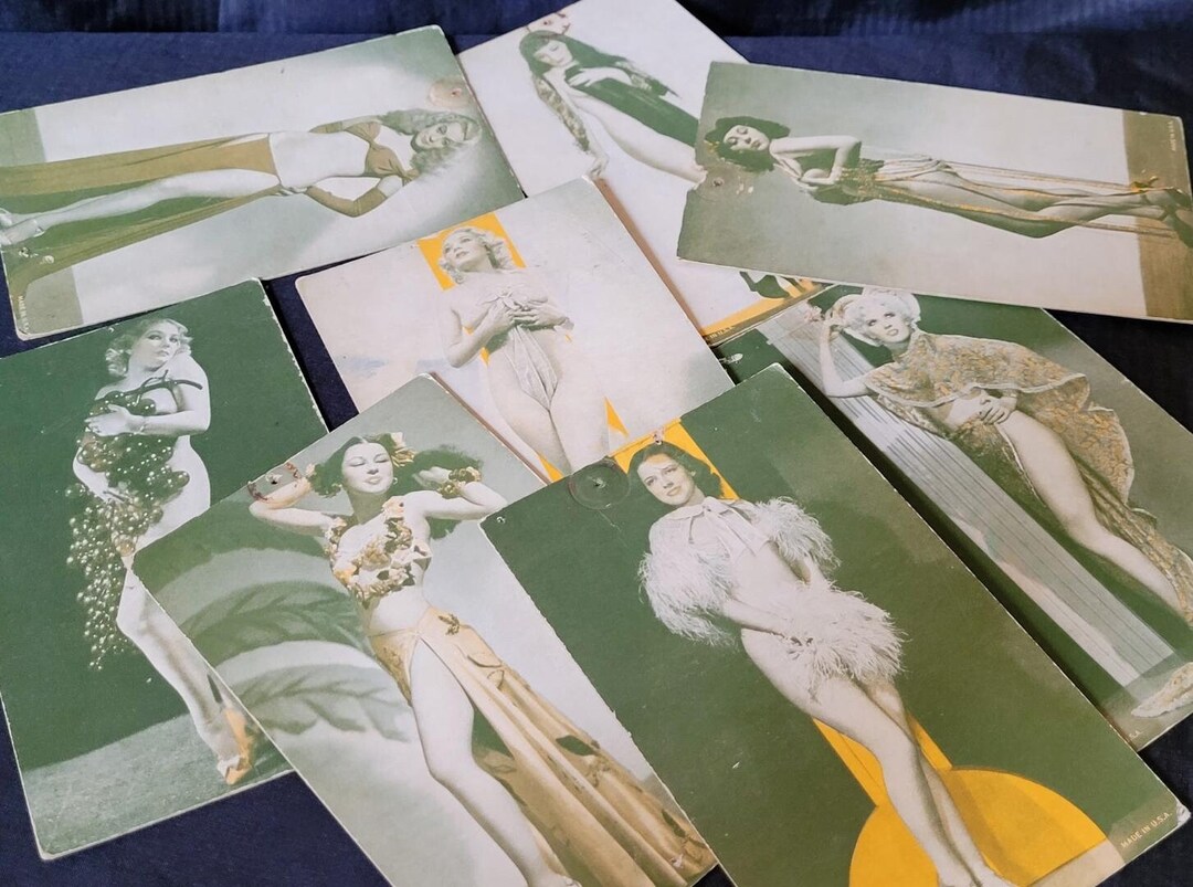 Set Of 8 Pin Up Girl Mutoscope Arcade Cards Exhibit Photographs Art