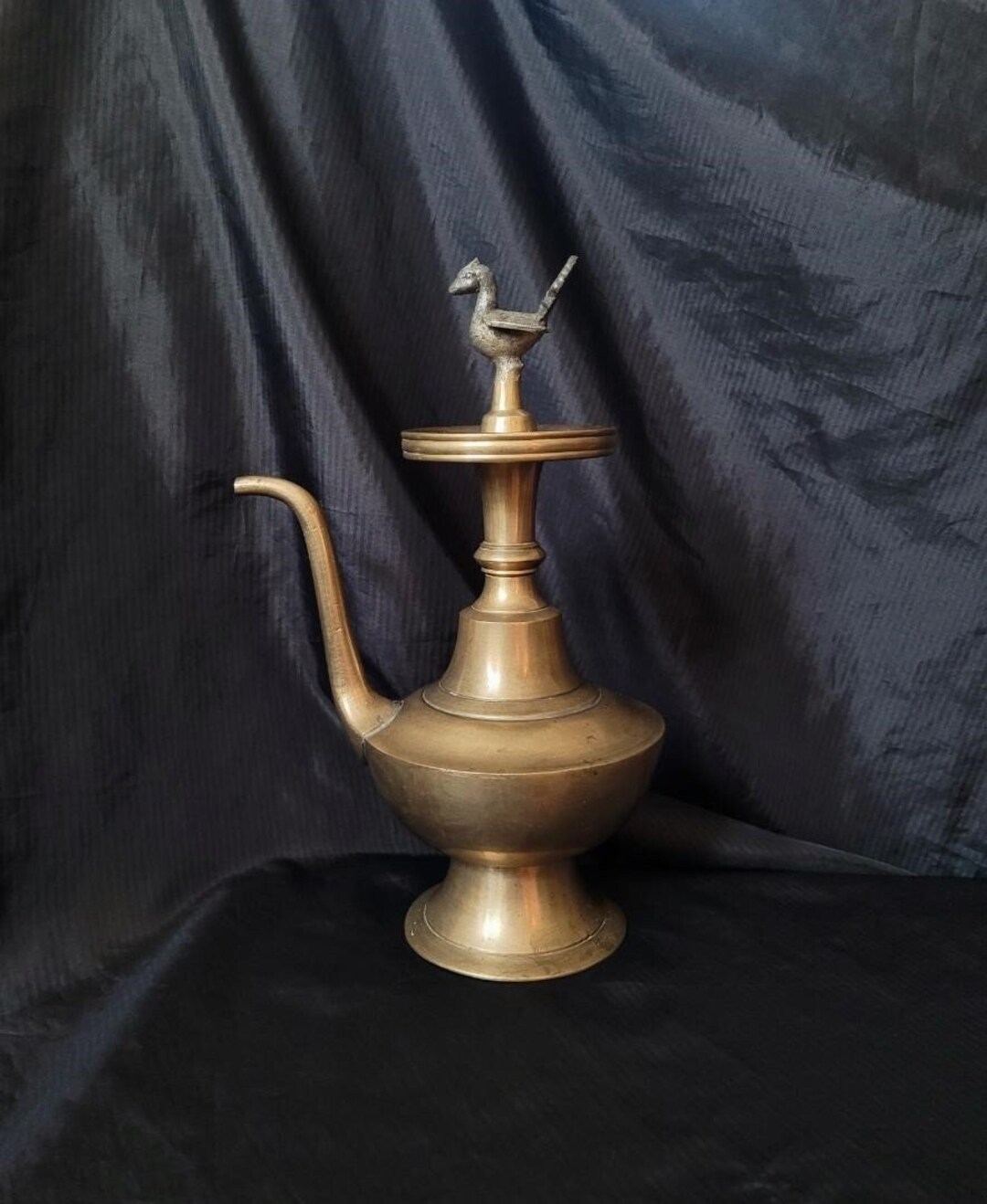 Newari Brass Anti Peacock Bird Finial Ewer Pot Ceremonial Pitcher ...