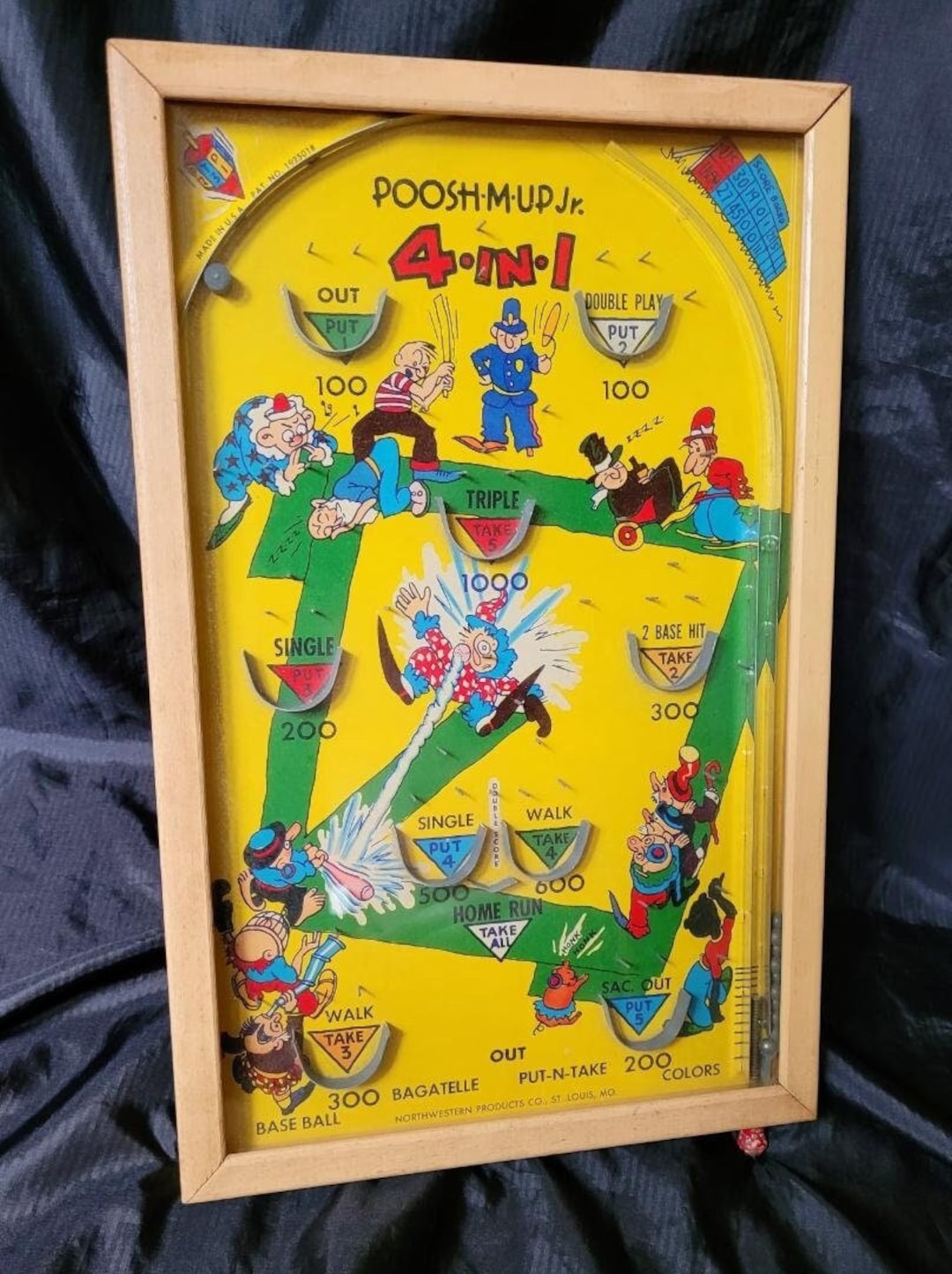 Push-m-up Jr. 4-in-1 Pinball Game by Northwestern Products Basebally ...