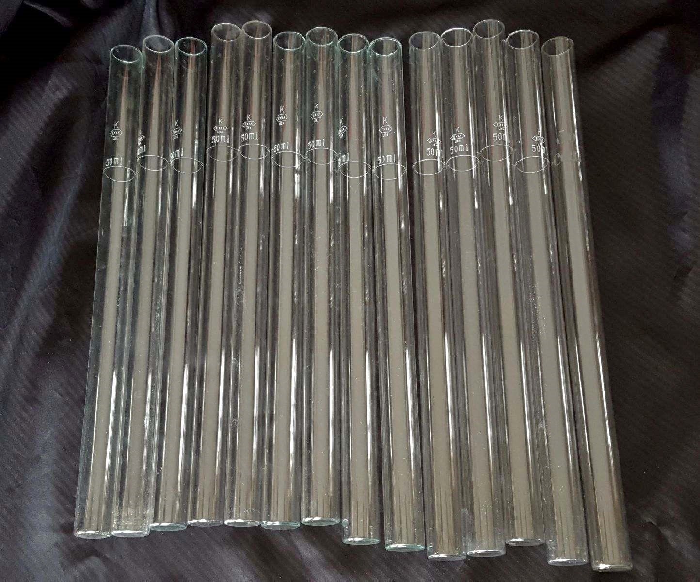 Vintage 14 Kimble Exax 50 Ml Glass Test Tubes Large Nessler Cylinders ...
