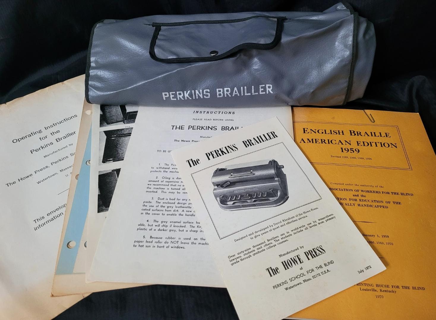 Perkins Brailler Machine Instruction Manuals Dust Cover Accessories ...