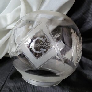 Rare Antique Masonic Cut Glass Globe Lamp Light Shade Freemasons ...