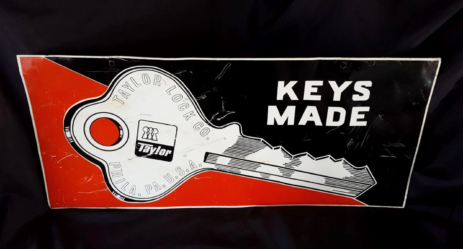 Rare Taylor Lock Co Keys Made Double-sided Advertising Sign Locksmith ...
