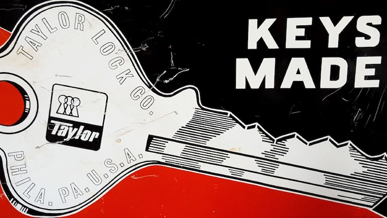 Rare Taylor Lock Co Keys Made Double-sided Advertising Sign Locksmith ...