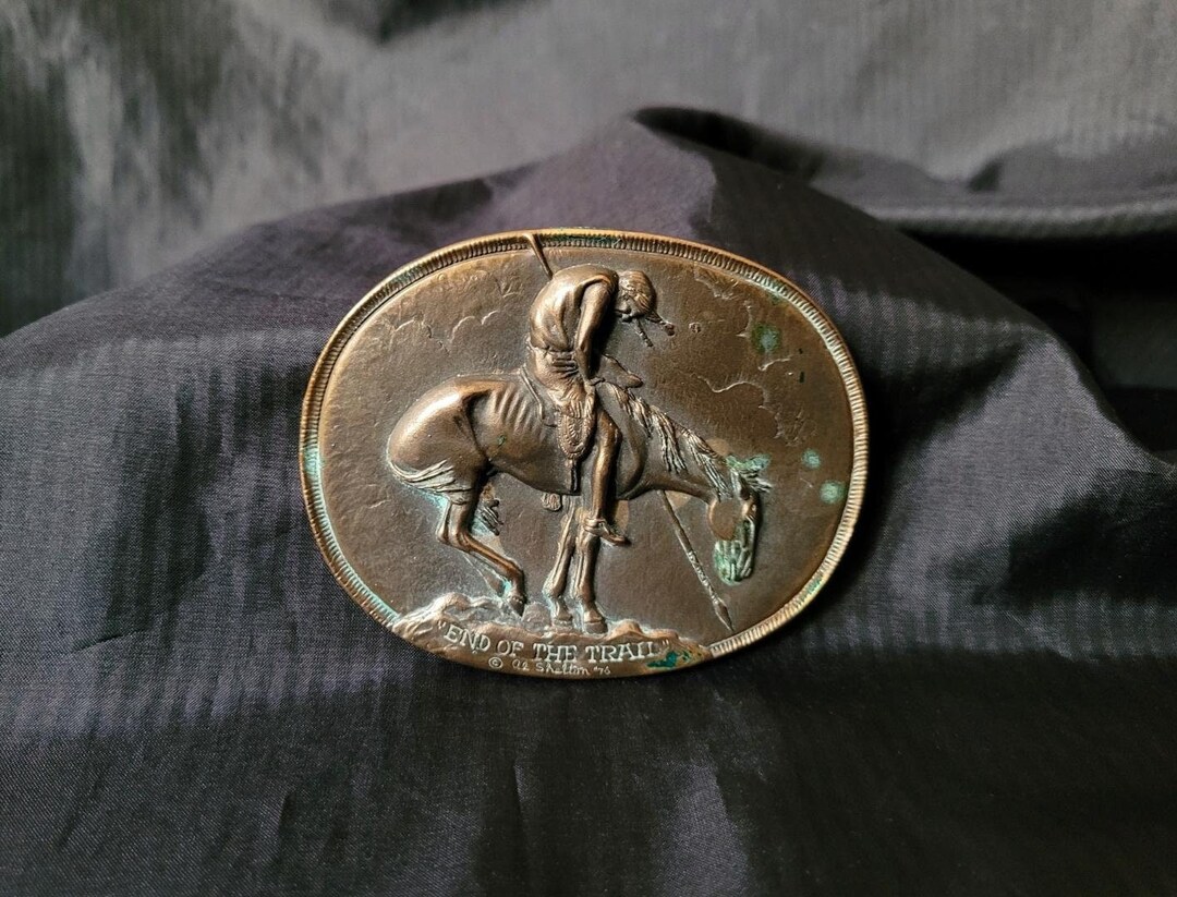 1976 Al Shelton End of the Trail Western Belt Buckle Art Jewelry ...