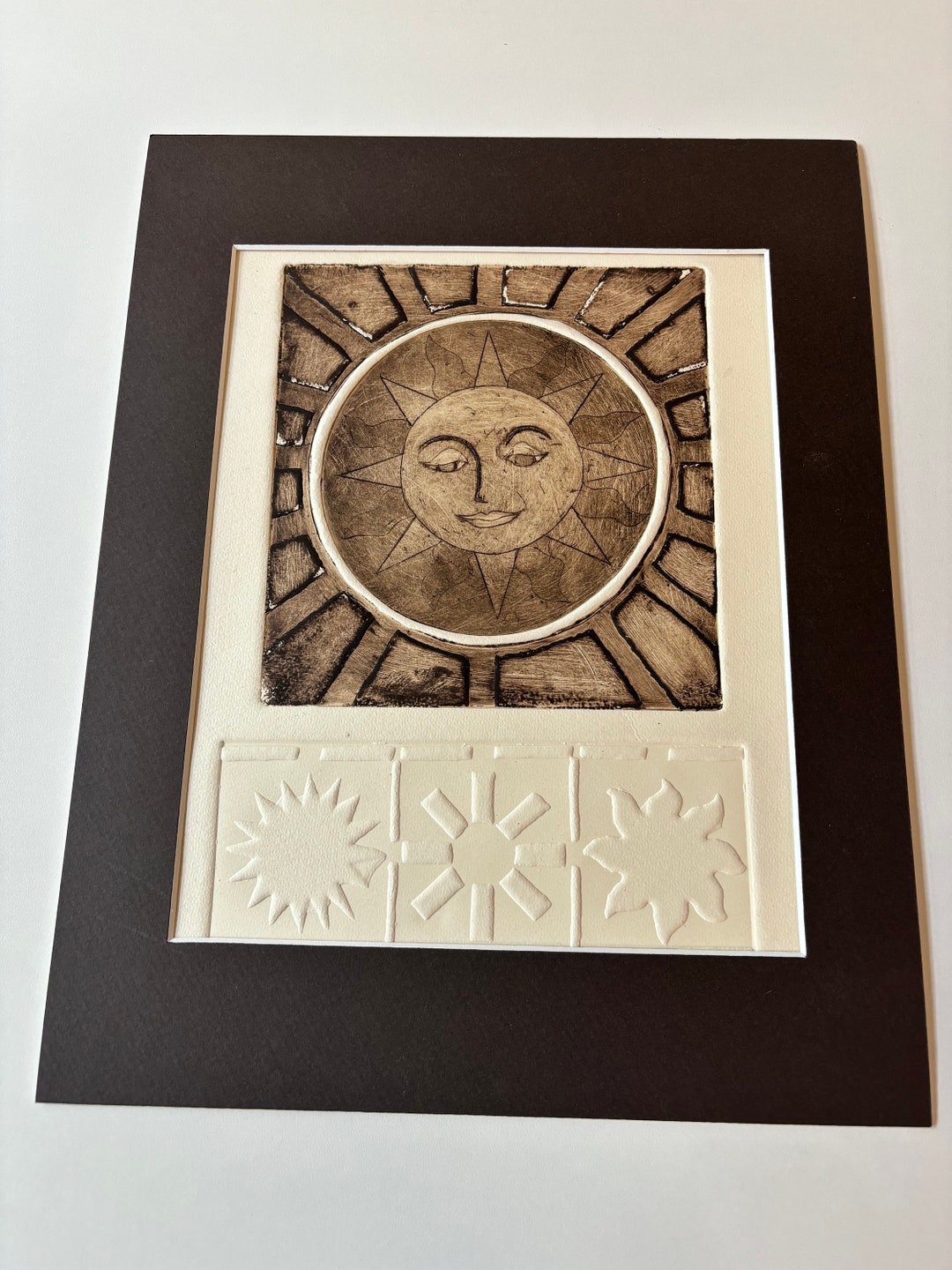 Sun Face Embossed Etching - Etsy