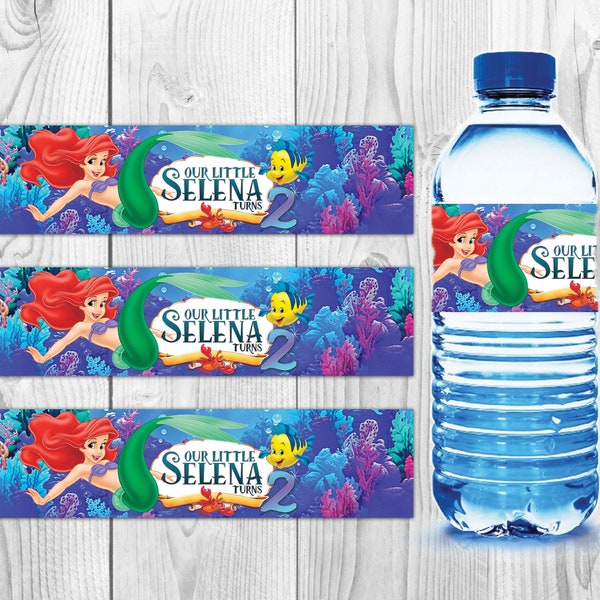 Little Mermaid Water Bottle Label Stickers - Etsy