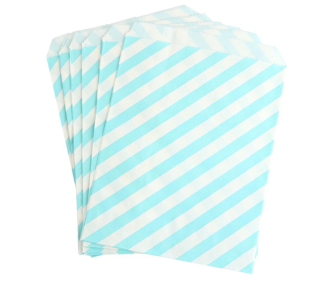 SKY BLUE STRIPPED Goodie Bags Birthday Welcome Wedding Bags Popcorn ...