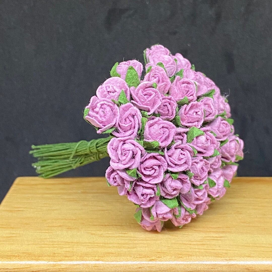 50 Pcs.7mm.miniature Burgundy Mulberry Paper Rose,miniature Paper ...