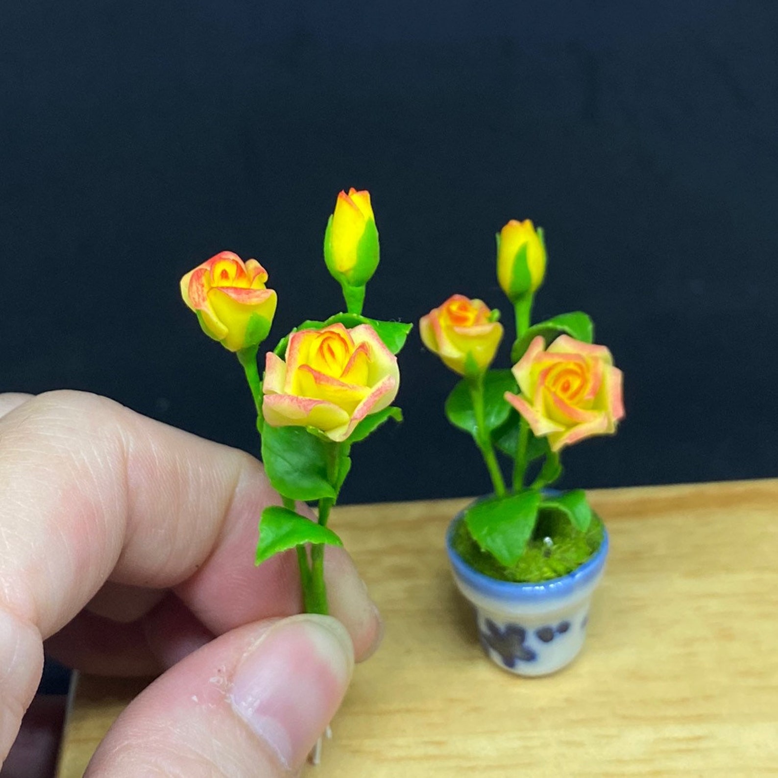 Miniature Flower,miniature Yellow Rose,dollhouse Flower,miniature ...
