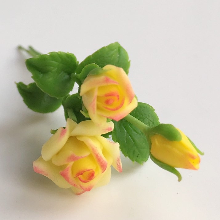 Miniature FlowerMiniature Yellow RoseDollhouse | Etsy