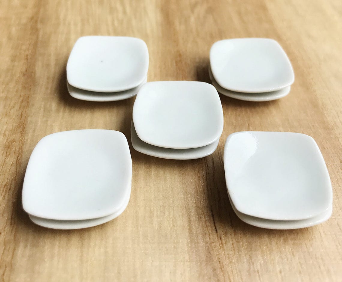 5 Miniature Plateceramic Plate Miniatureminiature Food - Etsy