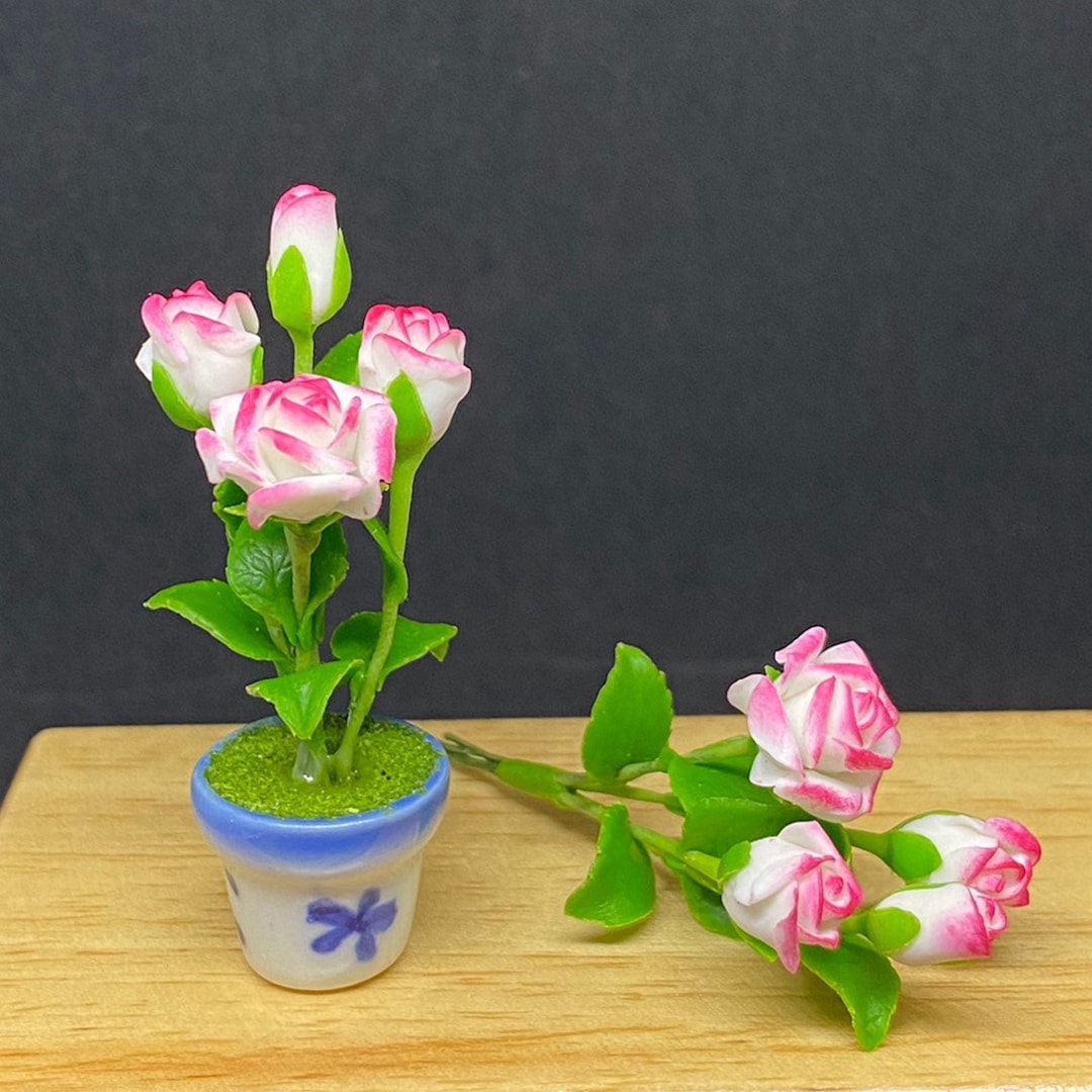 Miniature Flower,miniature White Rose,dollhouse Flower,miniature Garden ...