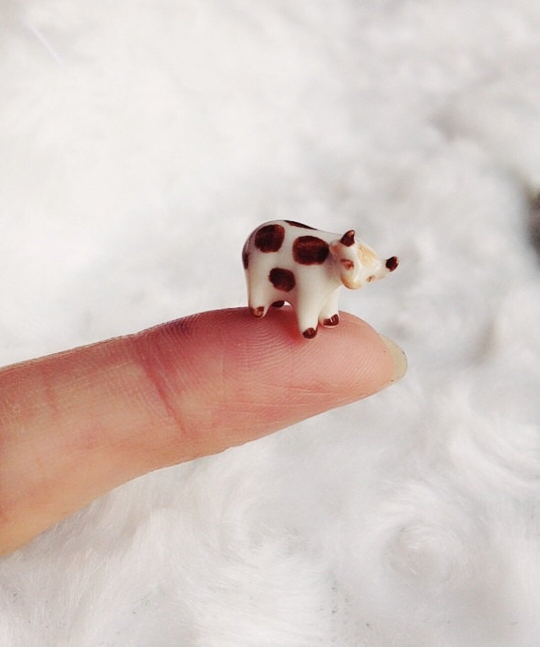 Ceramic Miniature Cow: 1/12 Scale Dollhouse Animal - Etsy