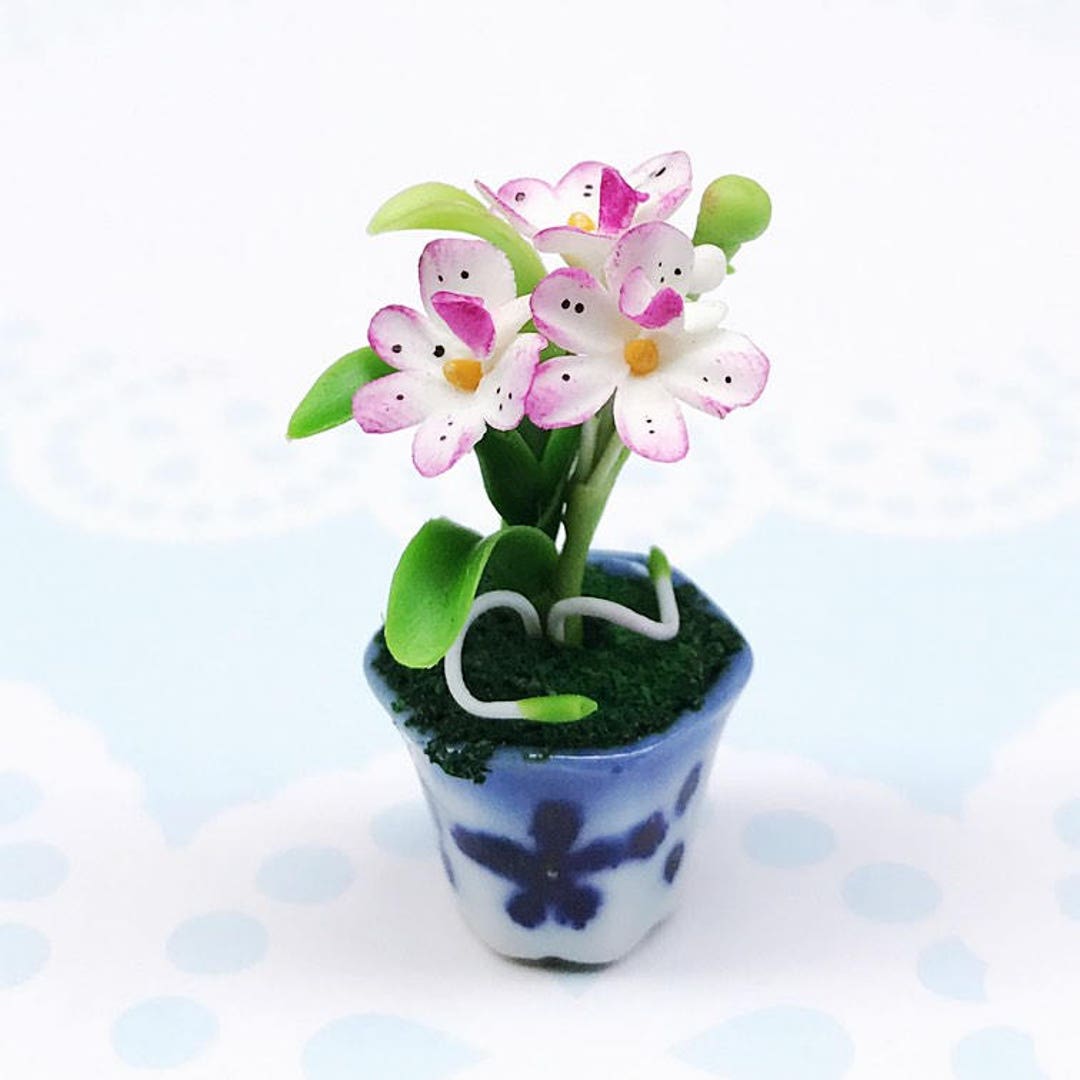 Miniature Flower,miniature Flower Pot,miniature Orchid,dollhouse Flower ...