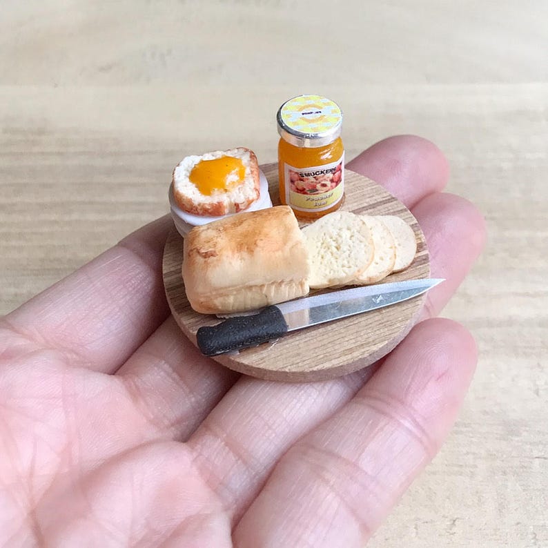 Miniature Bakery Set on the Tray,miniature Toast,miniature Yam ...