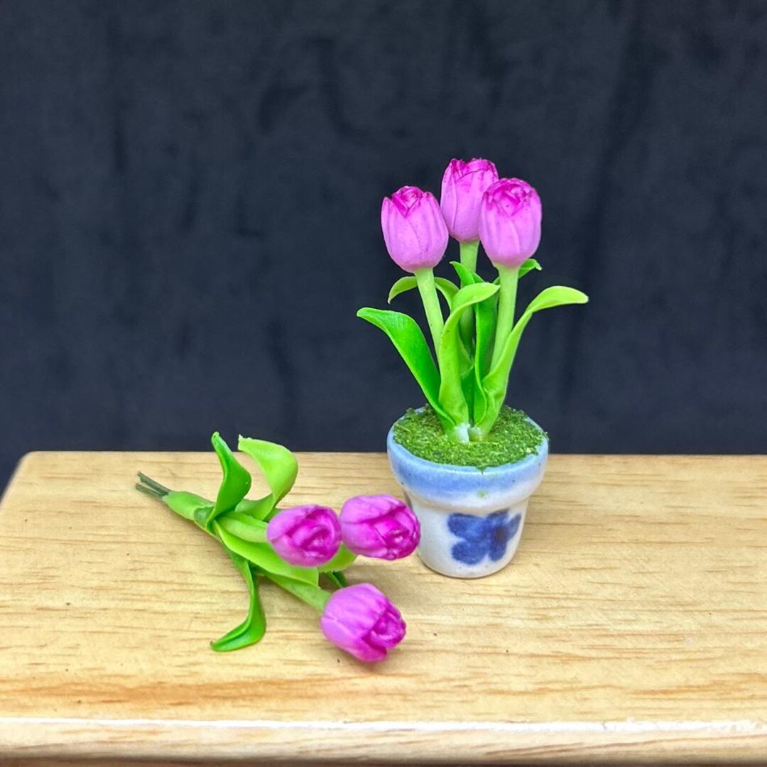 Miniature Flower,miniature Handmade Clay Flower,miniature Tulip ...