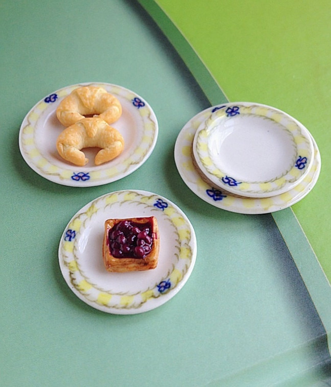 4 Miniatur Teller,Mini Keramik Teller,Miniatur Essen Teller,Kuchen ...