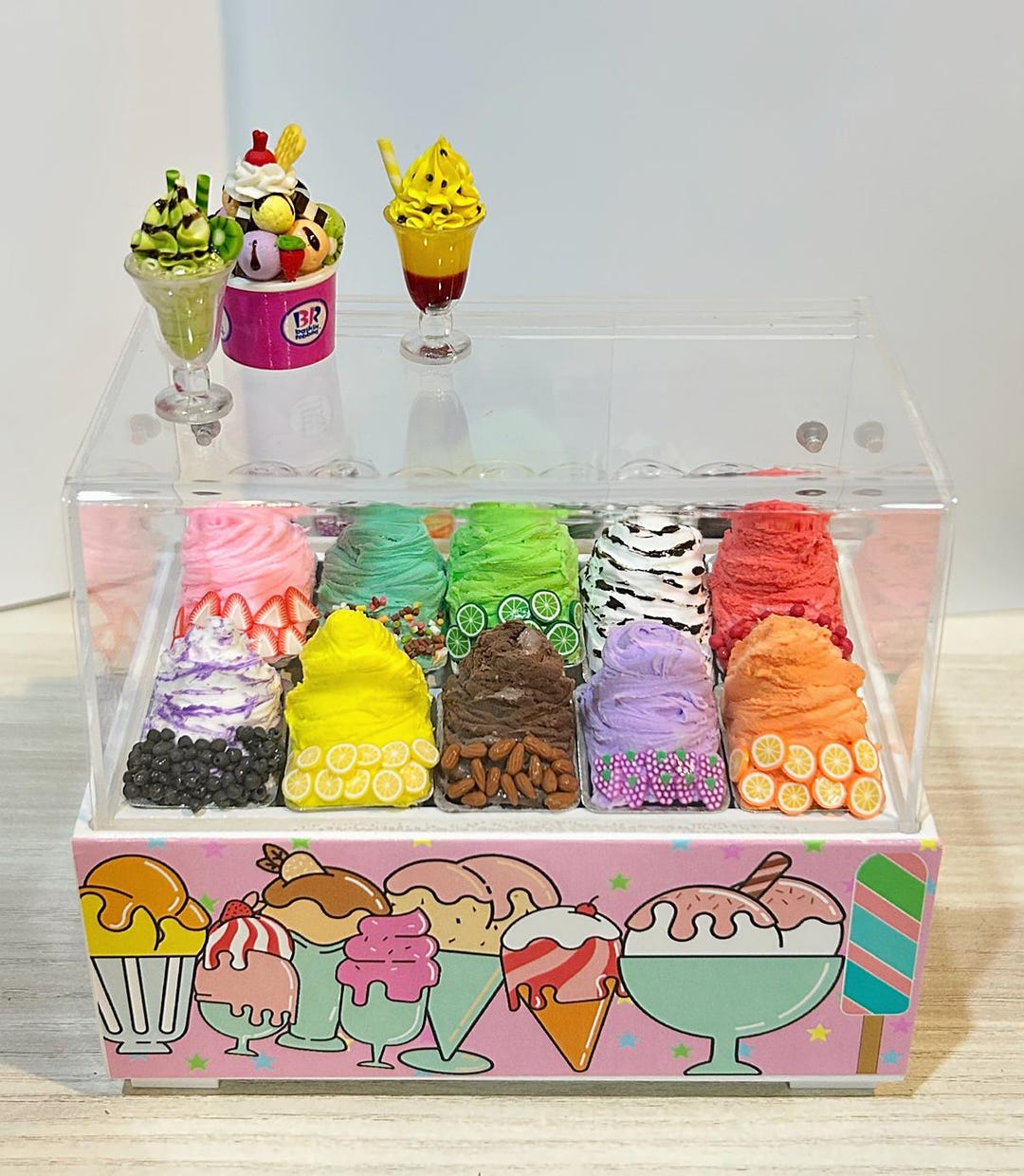 Miniature Ice Cream in Wooden Cabinet,miniature Ice Cream Shop ...