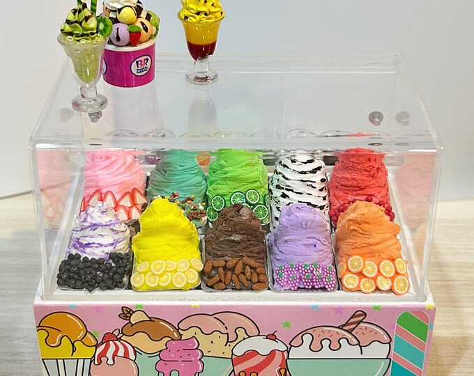 Miniature Ice Cream in Wooden Cabinet,miniature Ice Cream Shop ...