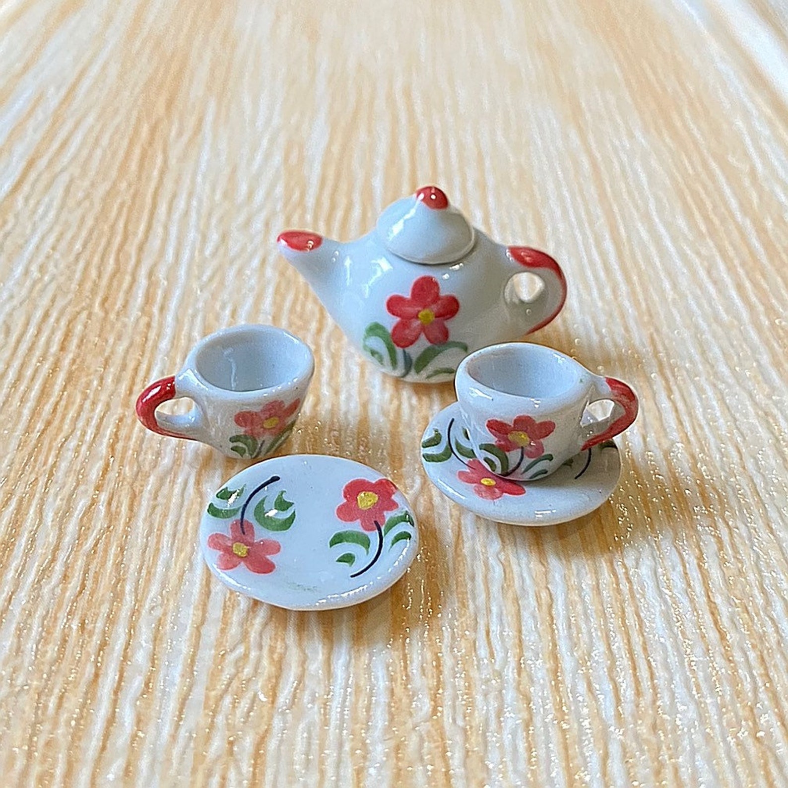 Miniature Tea Pot and 2tea Cup Setsminiature Ceramic Tea Cup - Etsy