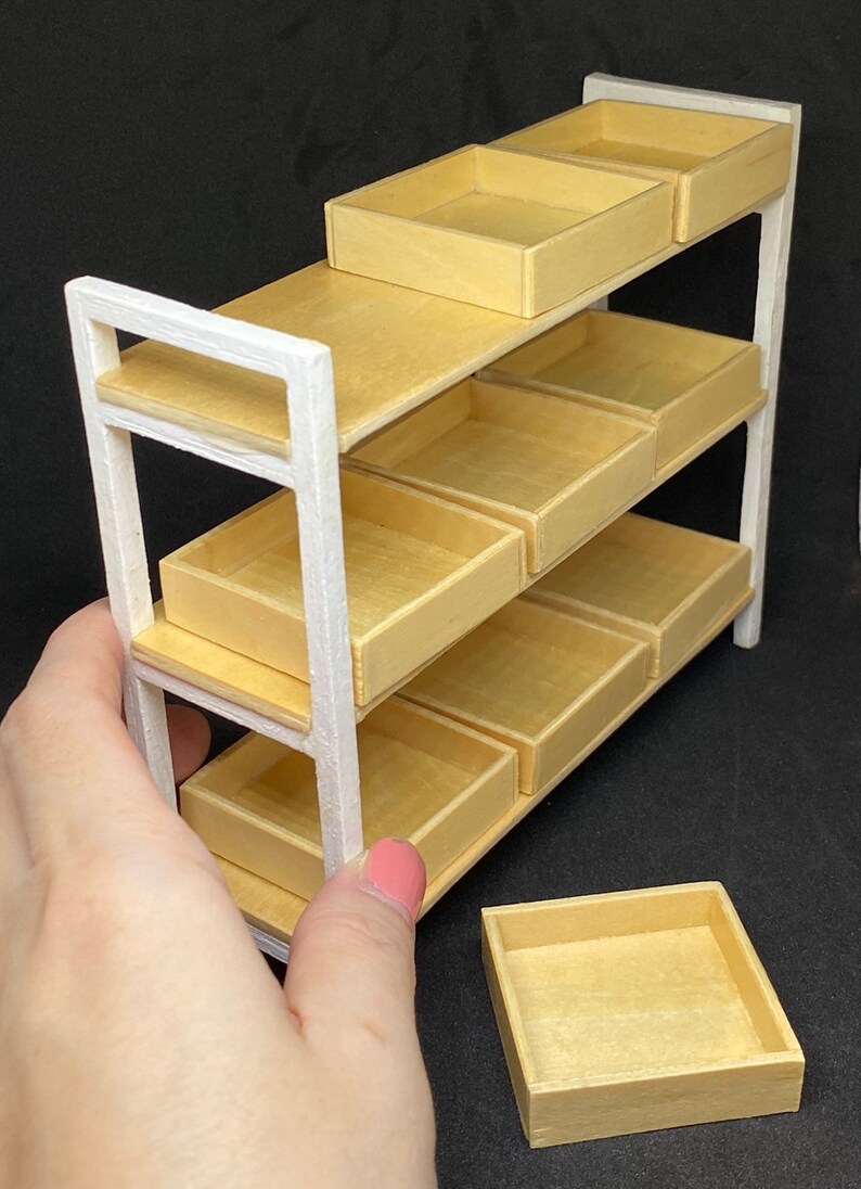 Miniature Wooden Stand With 9 Pcs. of Trayminiature - Etsy
