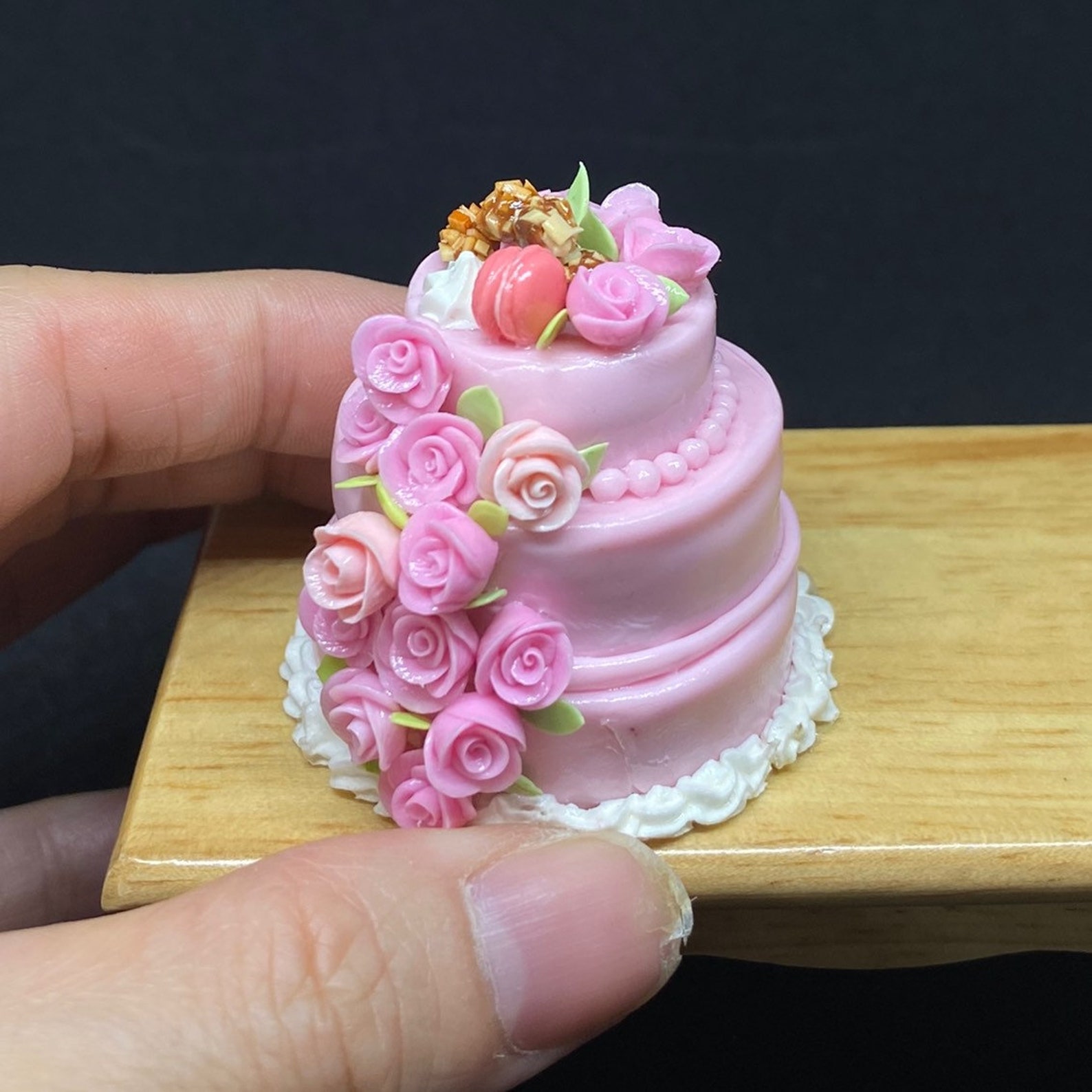 Miniature 3Tier Pink Rose CakeMiniature CakesMiniature | Etsy
