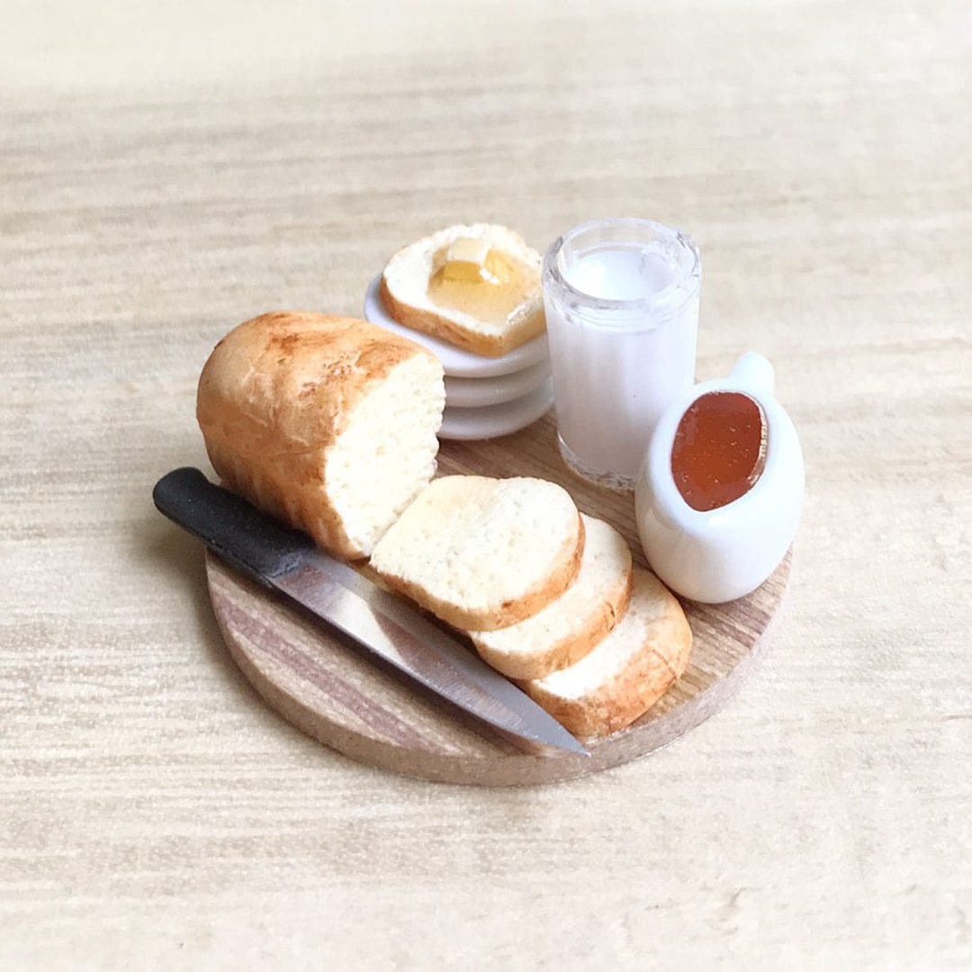 Miniature Bakery Set on the Tray,miniature Toast,miniature Honey ...