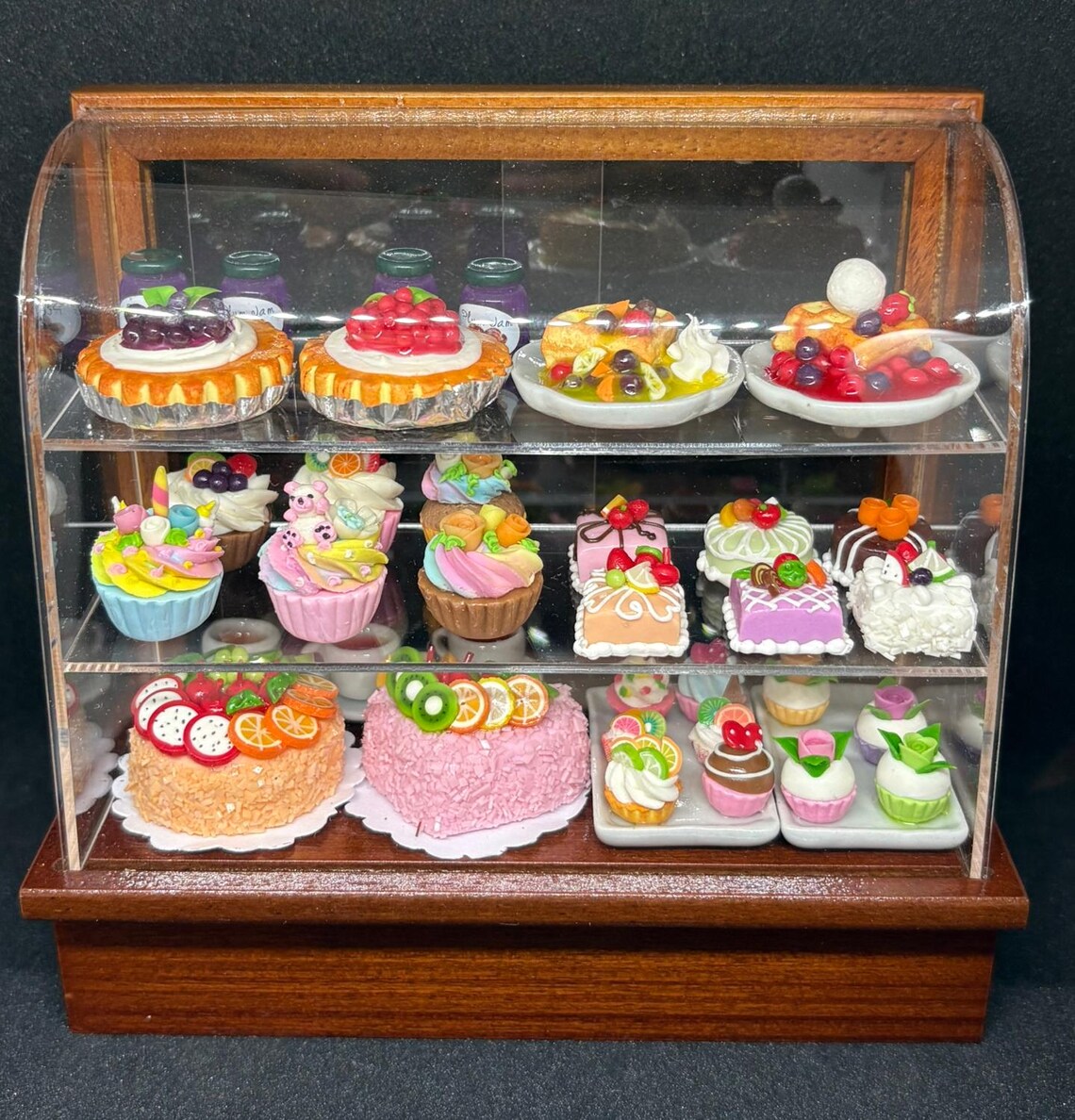 Miniature Cakes and Bakery Wooden Cabinet,dollhouse Bakery Showcase ...
