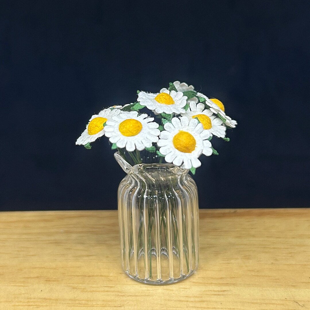 Miniature Mulberry Paper Daisy in Acrylic Vase,miniature Vase and Paper ...