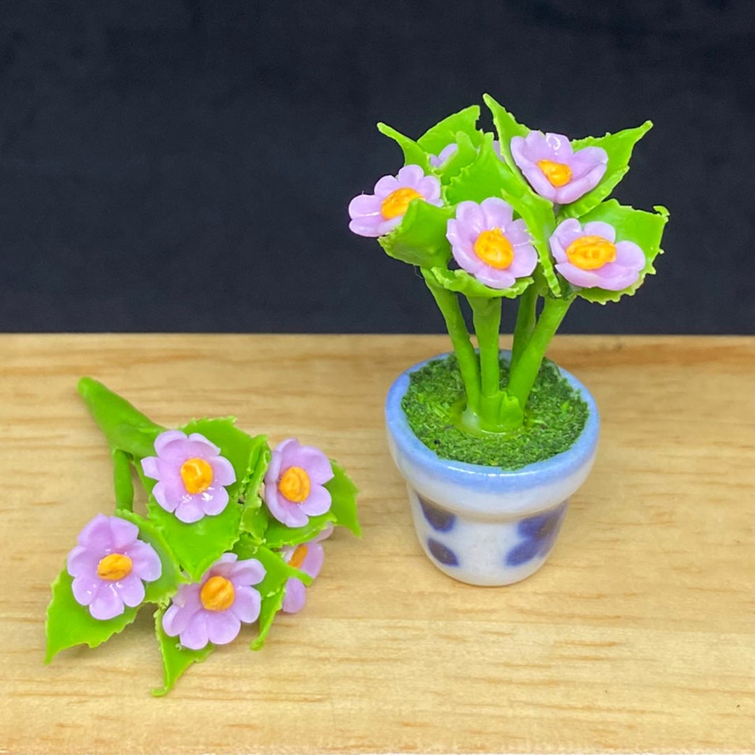 Miniature Flower,miniature Flower Pot,miniature Light Purple Daisy ...