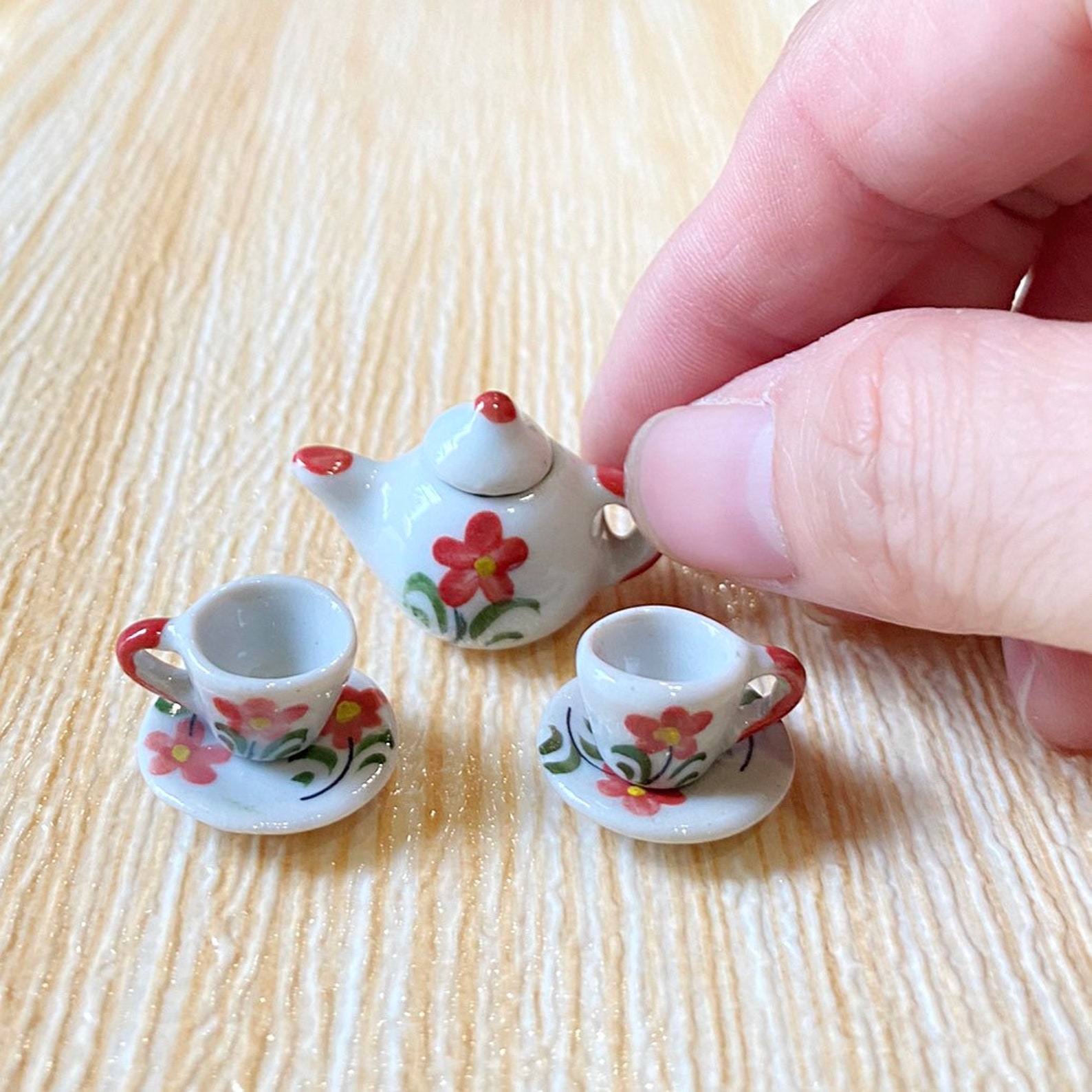 Miniature Tea Pot and 2Tea Cup SetsMiniature Ceramic Tea Cup | Etsy