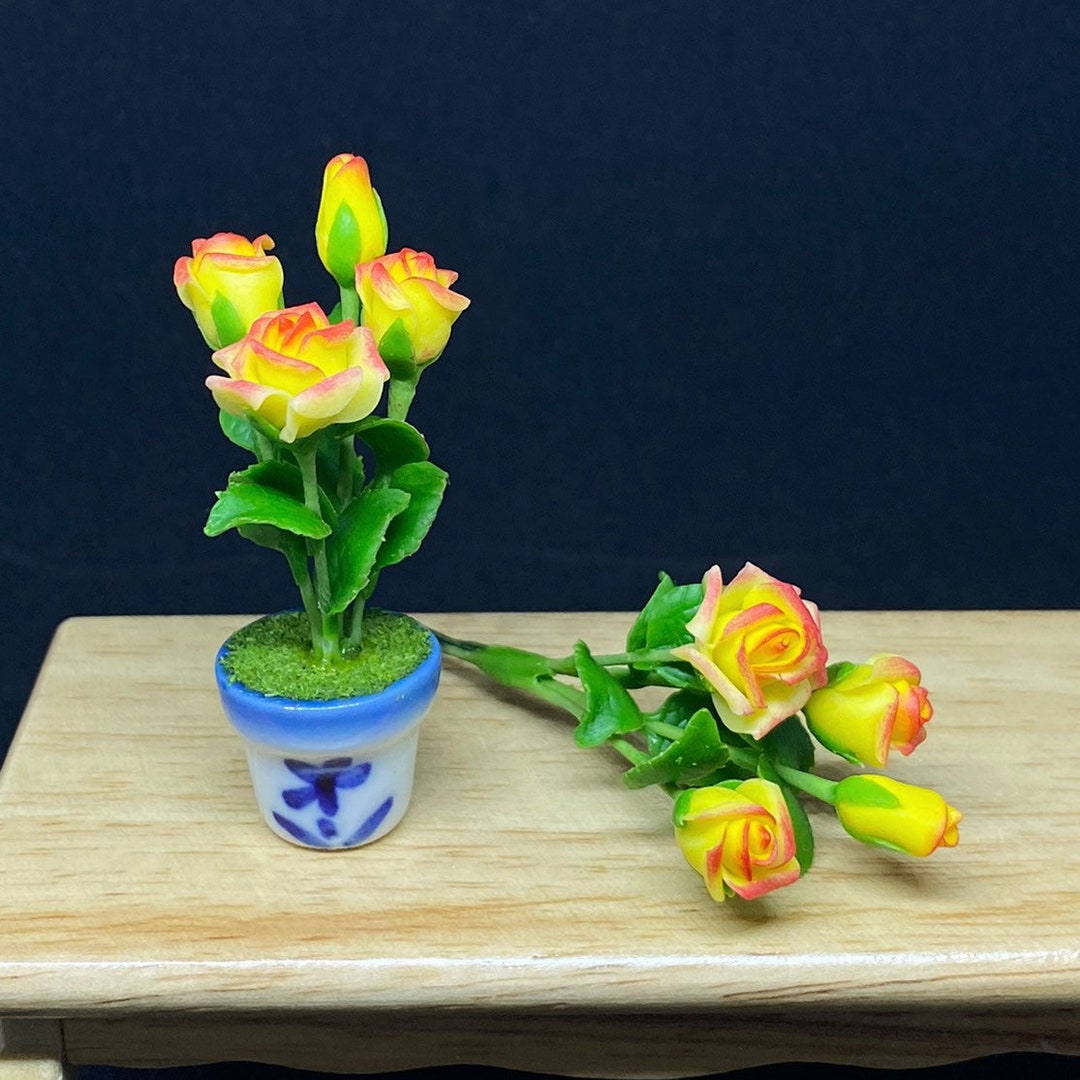 Miniature Flower,miniature Yellow Rose,dollhouse Flower,miniature ...