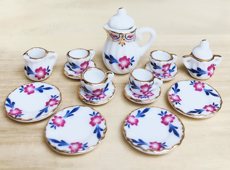 Miniature Tea Set, Dollhouse Tea Set,mini Tea Pot,miniature Coffee Set ...