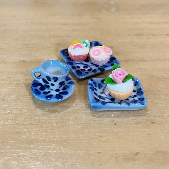 4 pcs.setMiniature Plate,Miniature Cup,Miniature Ceramic Plate ...