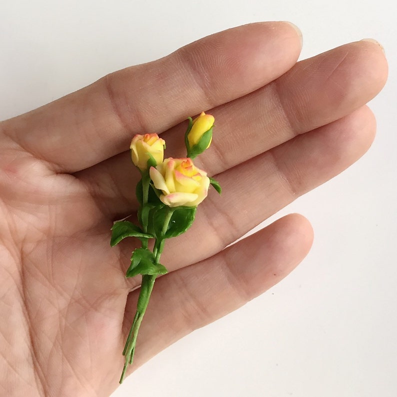 Miniature FlowerMiniature Yellow RoseDollhouse | Etsy