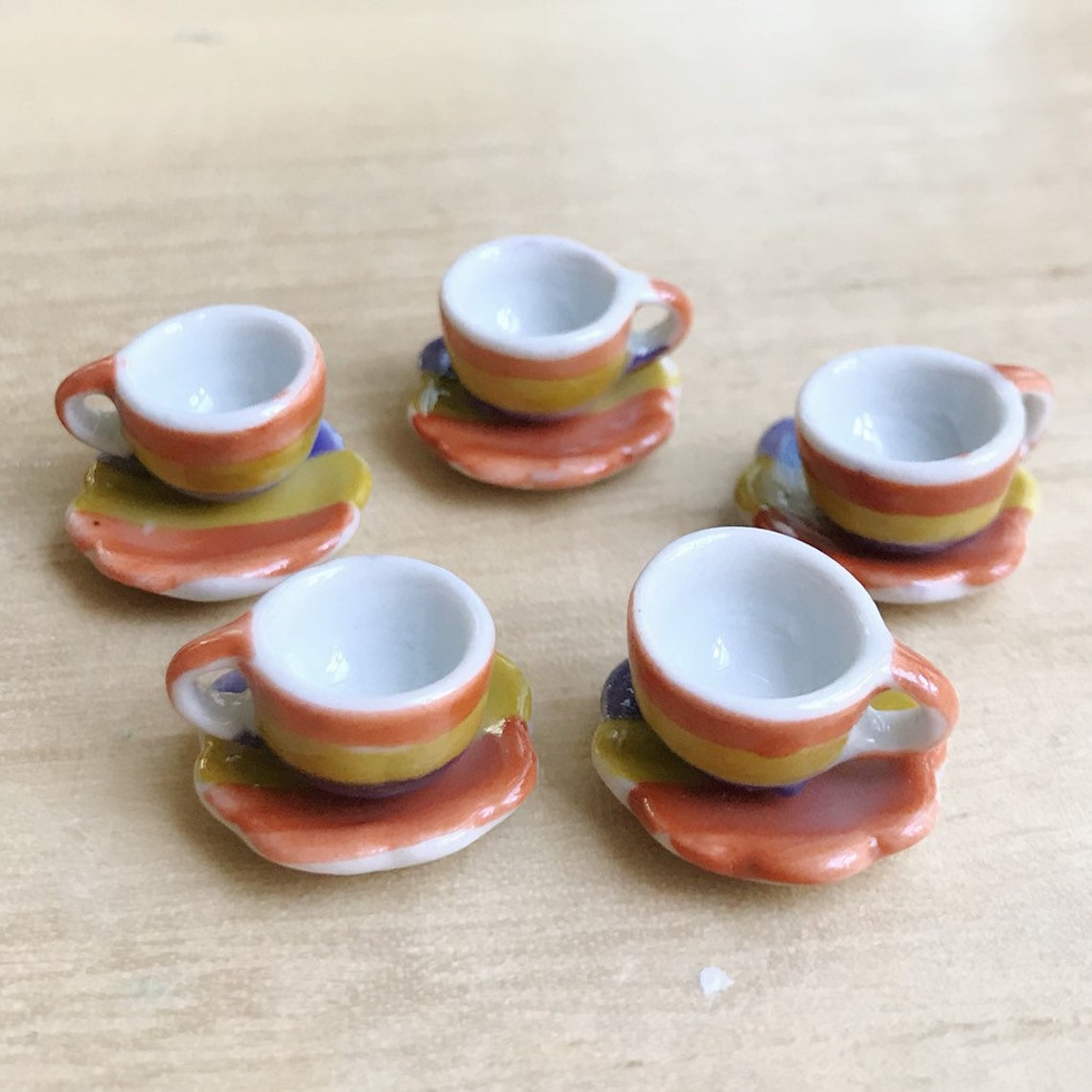 5 Miniature Empty Coffee Cup Set Miniaturedollhouse Coffee | Etsy