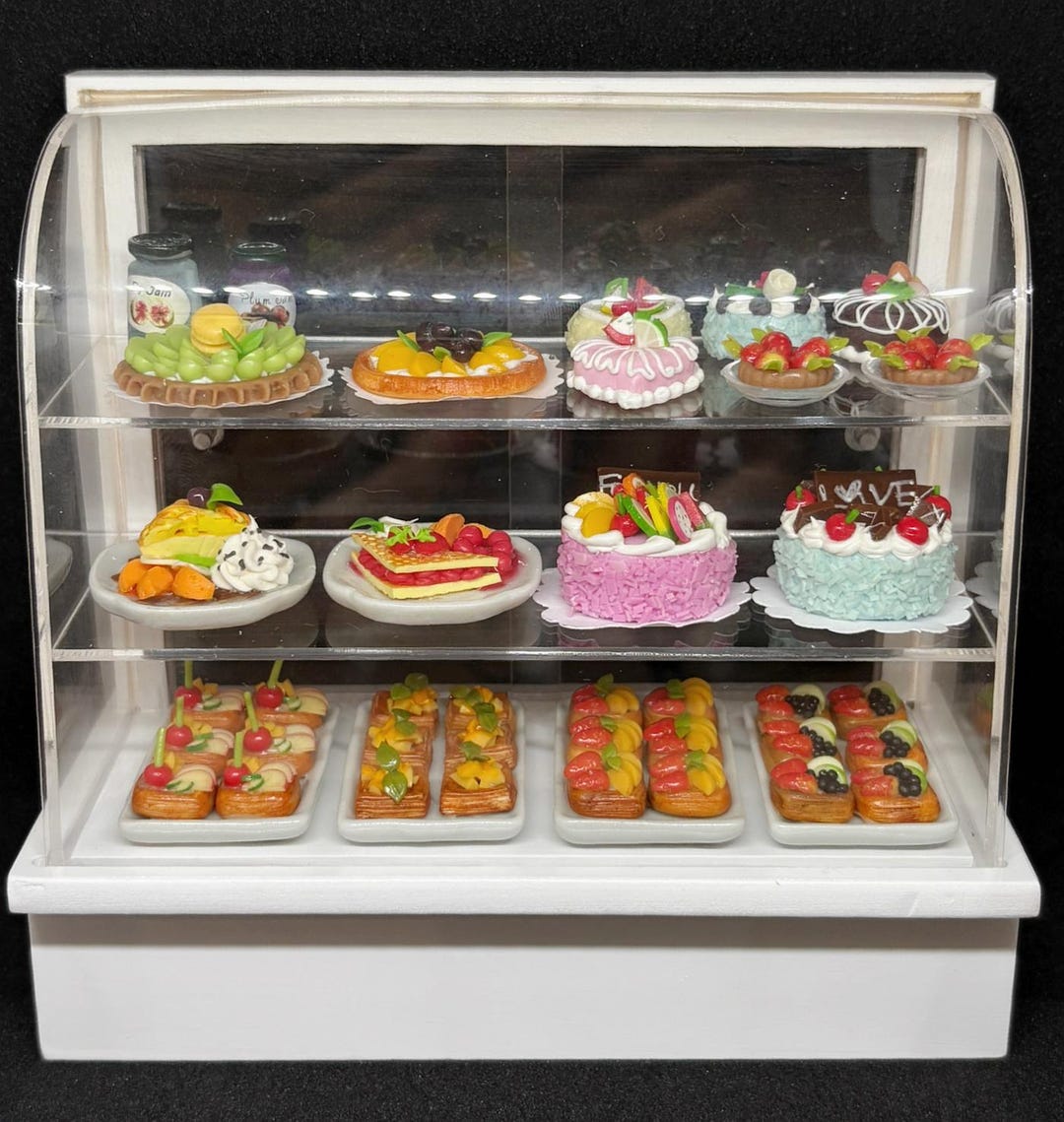 Miniature Cakes and Bakery Wooden Cabinet,dollhouse Bakery Showcase ...