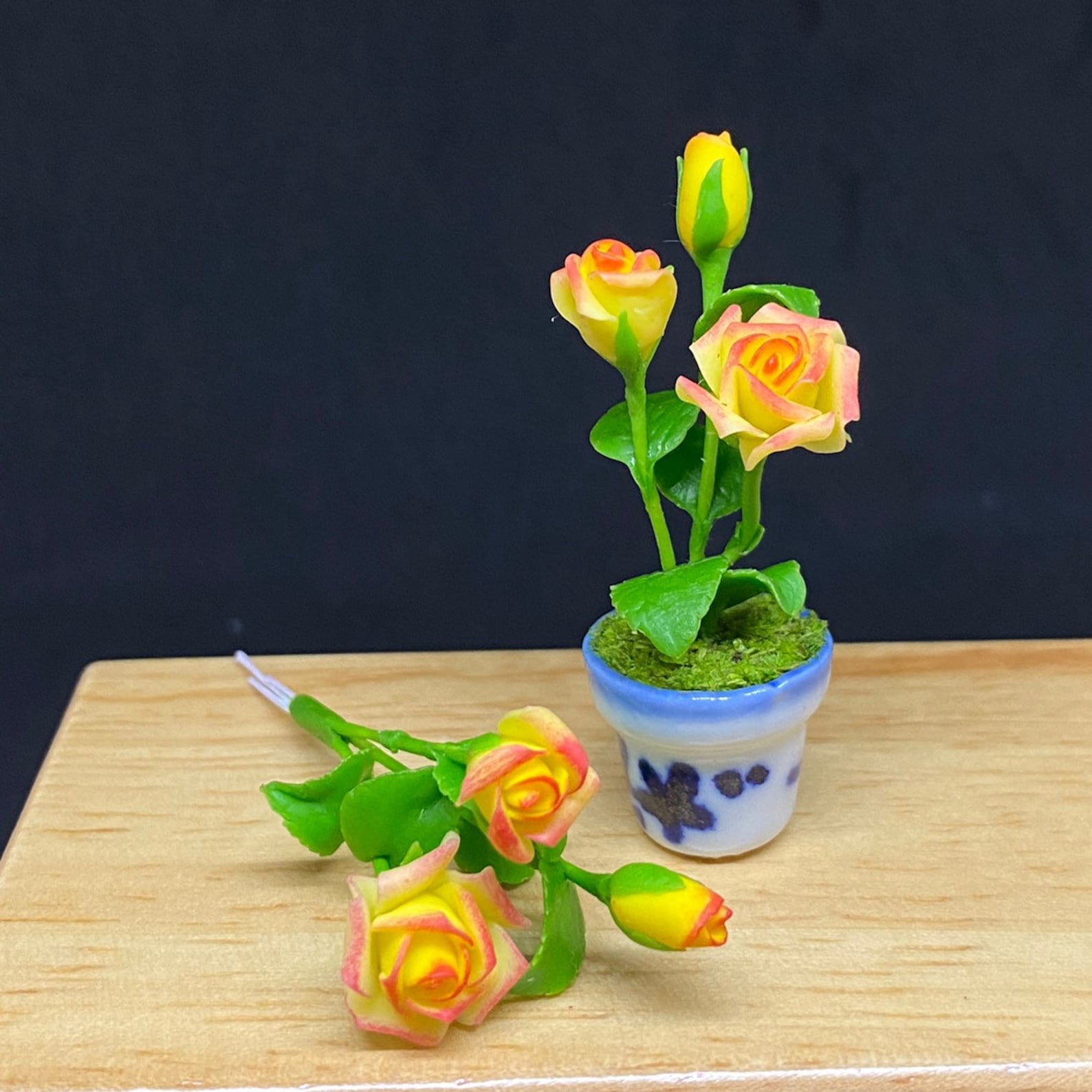 Miniature Flower,miniature Yellow Rose,dollhouse Flower,miniature ...