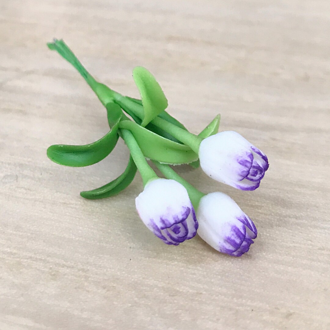 Miniature Flower,miniature Flower Pot,miniature Purple Tulip,dollhouse ...